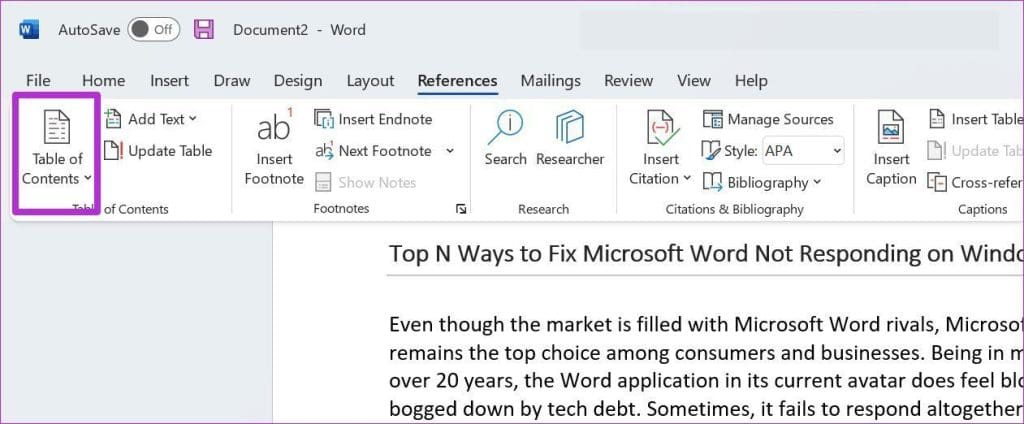 如何在 Microsoft Word 中插入目錄 - Tech Guide